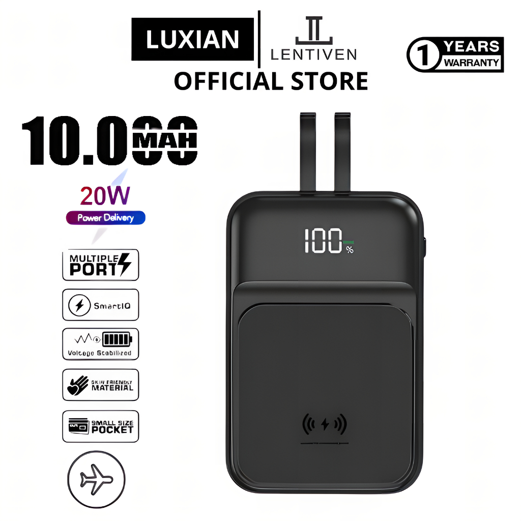 Jual LUXIAN LENTIVEN Powerbank Wireless 10000 mAh Fast Charging Type C ...