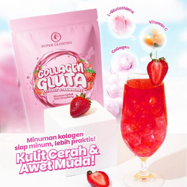 Jual COLLAGEN GLUTA DRINK SUPER GLOWING MINUMAN COLLAGEN STROWBERRY ...