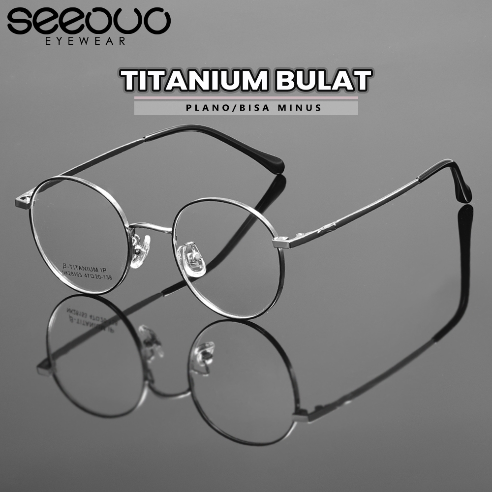 Jual Seeouo Frame Kacamata Fashionable Unisex Bentuk Bulat Retro Stylish Titanium High Quality ...