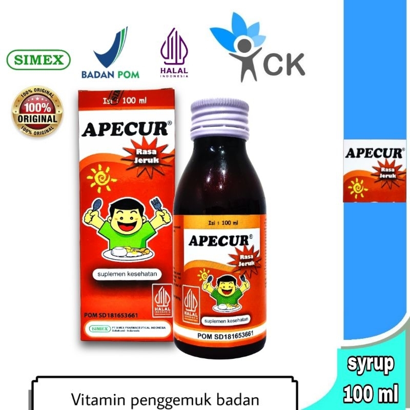 Jual APECUR SYRUP 100 ML vitamin penambah napsu makan | Shopee Indonesia