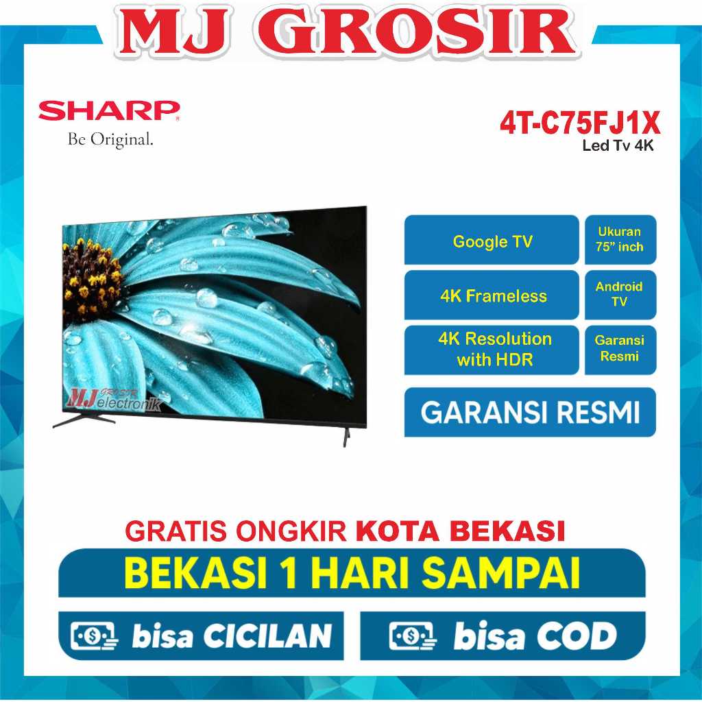 Jual LED TV SHARP 75" 4T-C 75 FJ1X 75 INCH 4T-C75FJ1X 4K FRAMELESS ...
