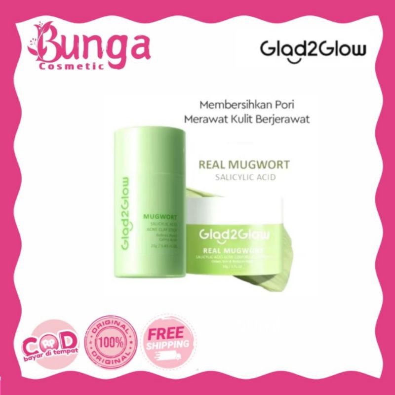 Jual GLAD2GLOW Real Mugwort Salicylic Acid Acne Control Clay Mask | Shopee Indonesia