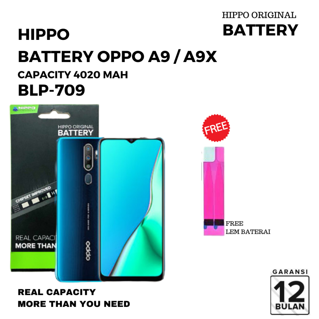 Jual Hippo Baterai OPPO BLP-709 BLP 709 A9 / A9X 5000mAh Original Cell ...
