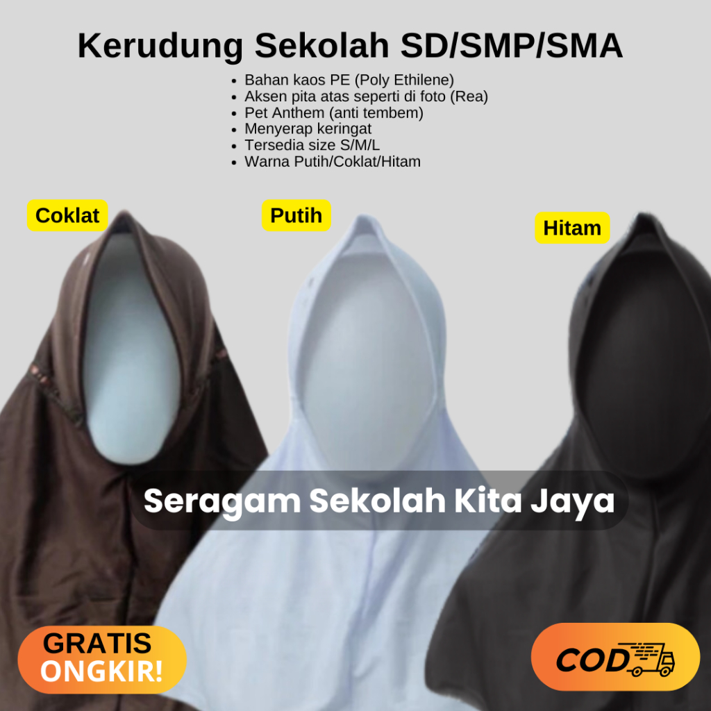 Jual Kerudung Anak Sekolah SD SMP SMA Pramuka Jilbab Anak Hijab Bergo Anak Serut Pita | Shopee ...