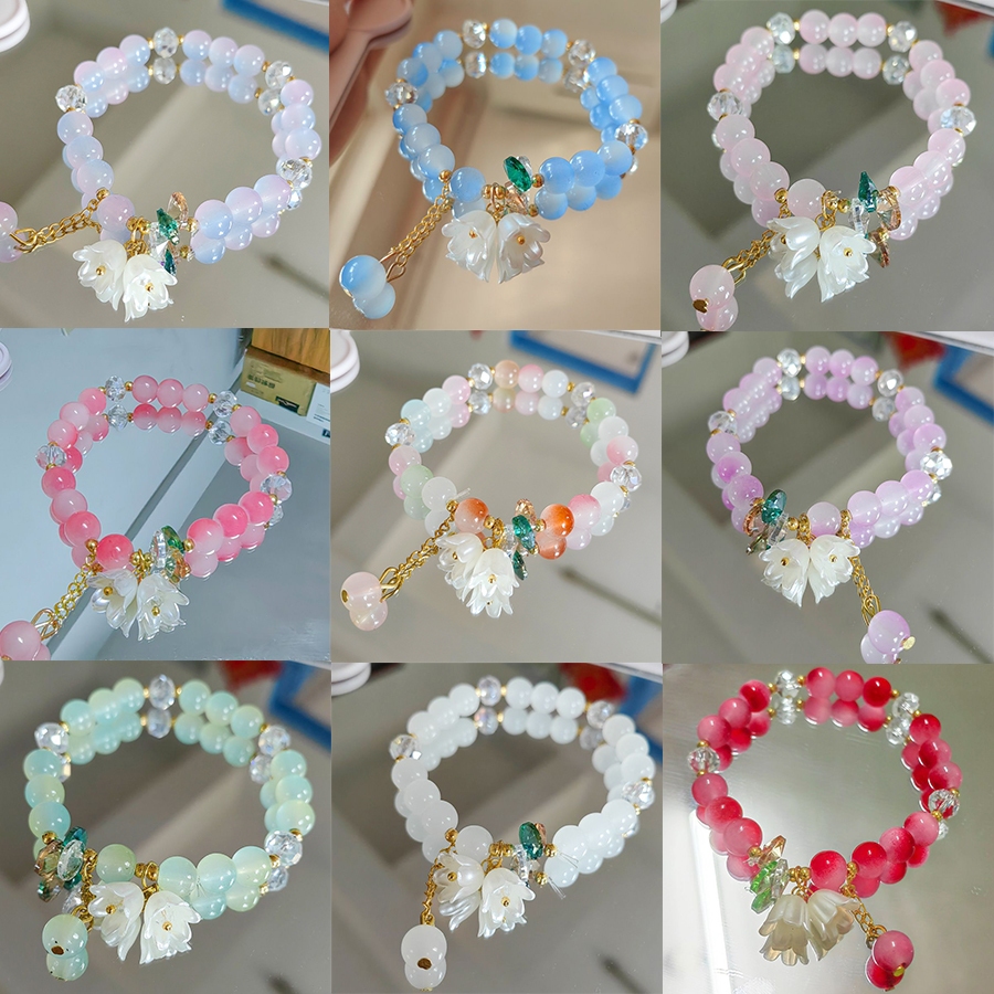 Jual Gelang anggrek manik manik kaca mata indah berwarna ganda Lukisan ...