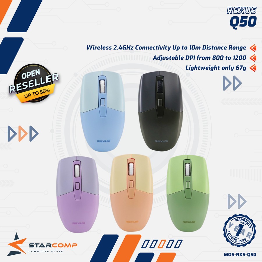 Jual Rexus Q50 Mouse Wireless Office Silent Click | Shopee Indonesia