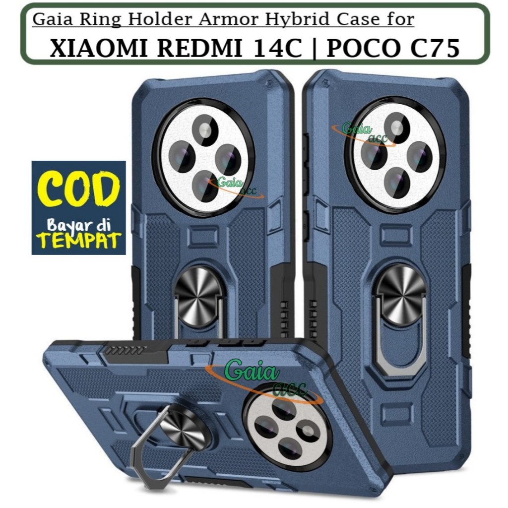Jual Case Armor XIAOMI REDMI 14C /XIAOMI POCO C75 Iring Cincin Magnetic ...