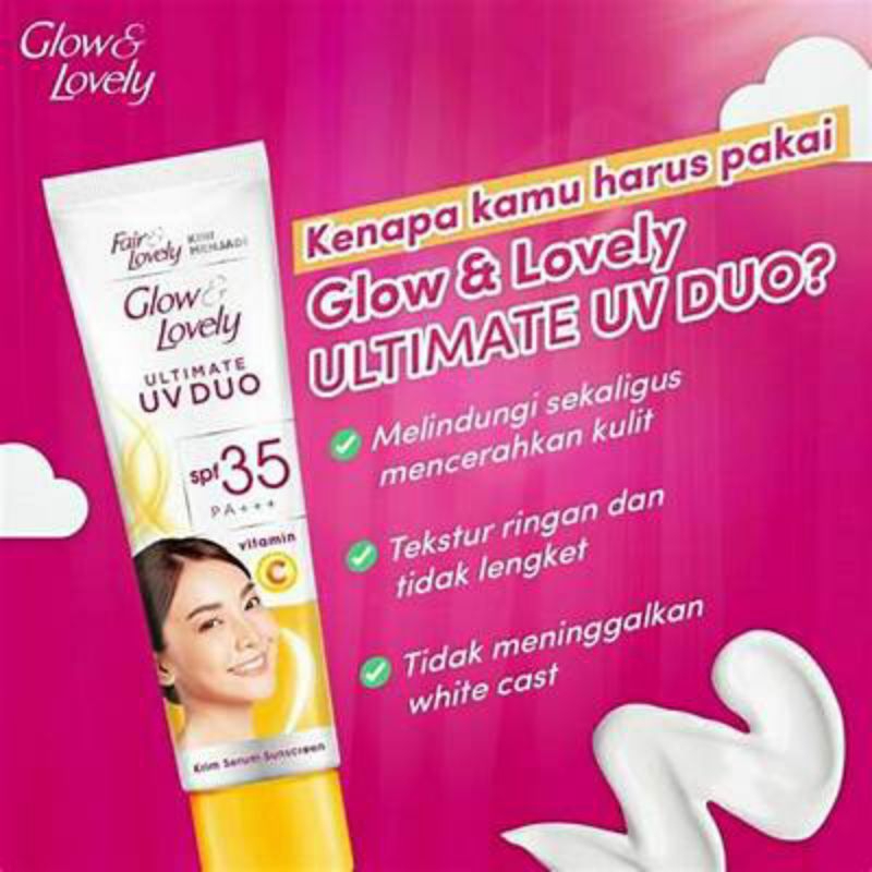 Jual Fair N Lovely Glow & Lovely Ultimate Uv Duo SPF 35 Sunscreen + Krim Serum | Shopee Indonesia