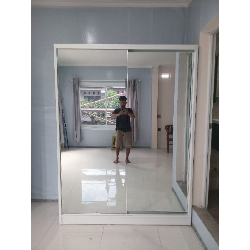 Jual Lemari Sliding 2 Pintu Full Cermin Lemari Pakaian Sliding Pintu