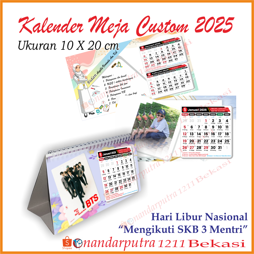 Jual Kalender Meja 2025 Custom Foto (isi 6 & 12 Lembar)/Kalender Duduk ...