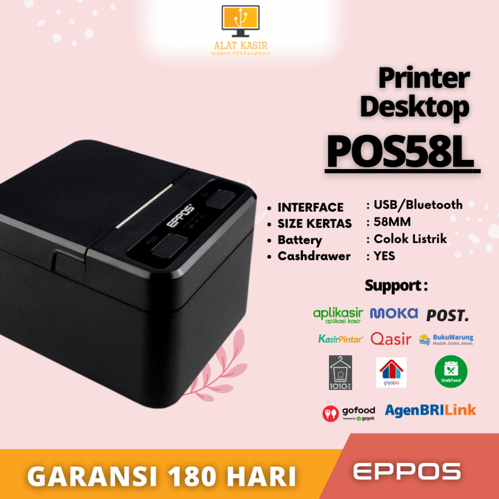Jual Printer Thermal EPPOS PLUS 58mm POS58L - USB BLUETOOTH | Shopee Indonesia