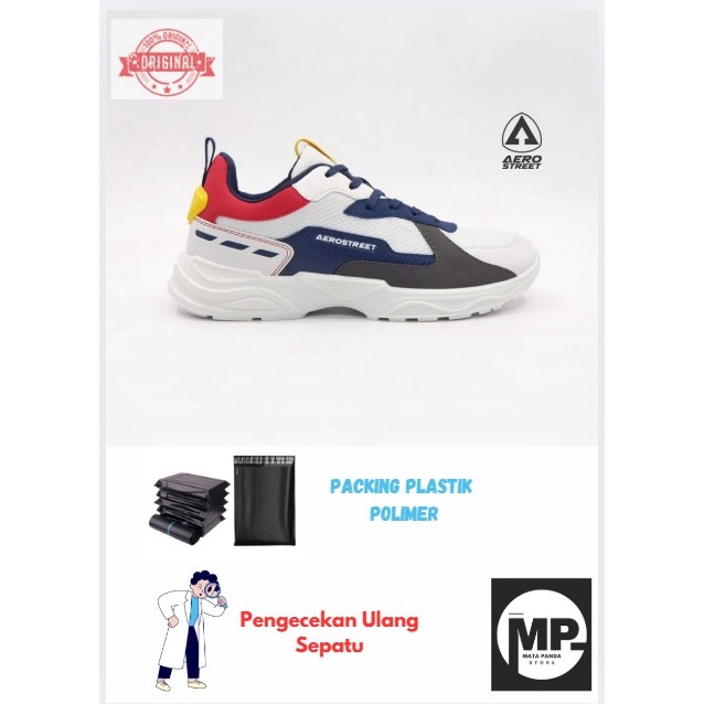 Jual Aerostreet 40-43 Riku Putih Biru Tua Merah - Sepatu Sneakers Sport ...