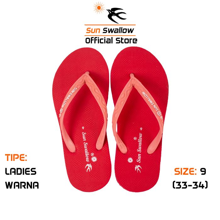 Jual Sun Swallow Sandal Jepit Karet Wanita Sendal Ladies Warna Merah ...