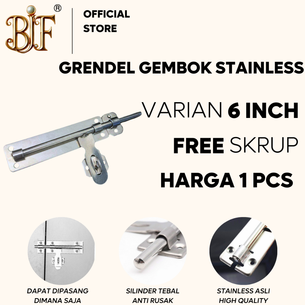 Jual BJF Grendel Pintu Gembok Stainless Varian 6 Inch | Shopee Indonesia