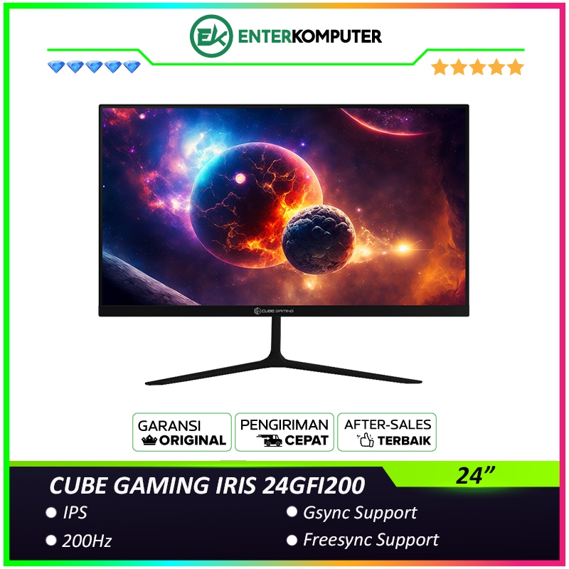 Jual CUBE GAMING IRIS 24GFI200 23.8" FHD IPS Frameless 200Hz Gaming Monitor with AMD FreeSync ...