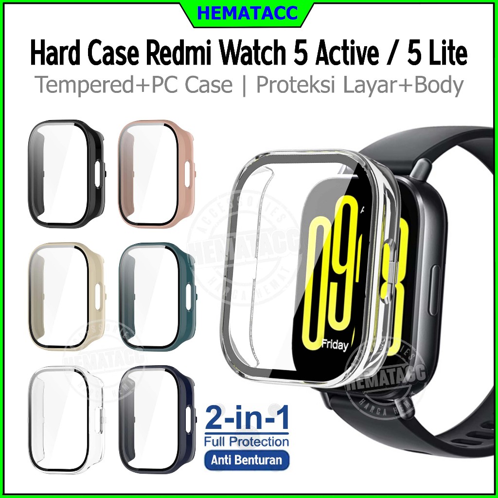 Jual Hard Case Redmi Watch 5 Active / 5 Lite Case + Tempered Glass ...