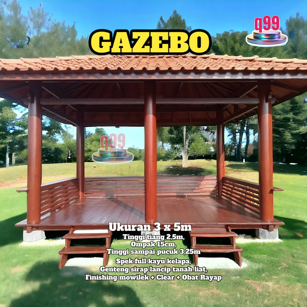 Jual Gazebo atau Saung Ukuran 3 x 5m, Tinggi tiang 2,50+ompak 15 cm ...