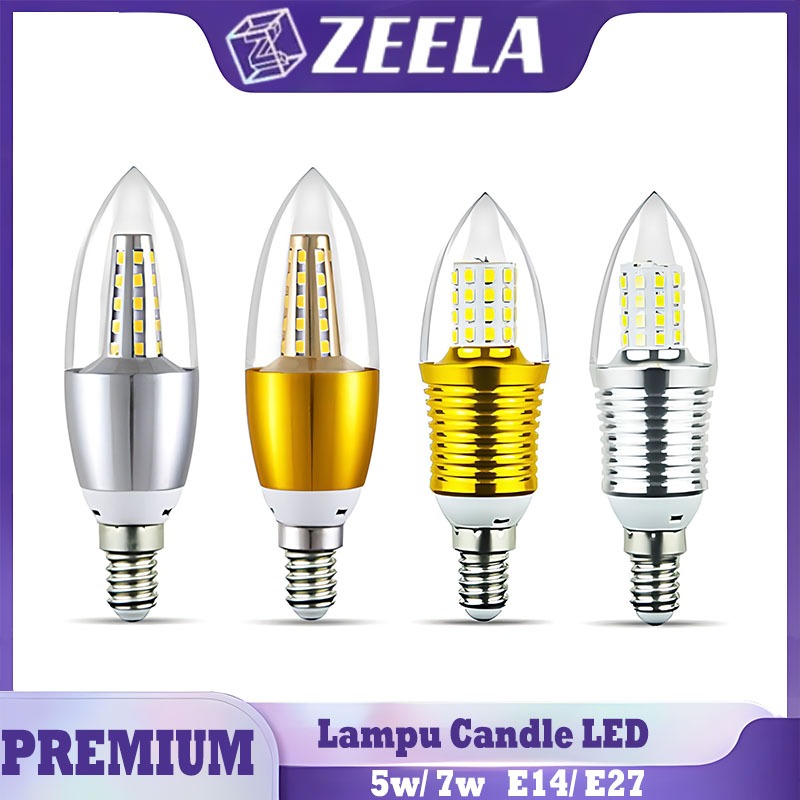Jual Lampu Candle 5W/ 7W Fitting E14/ E27 Bohlam SMD Putih Kuning Lampu Hias Lampu Lilin Led ...