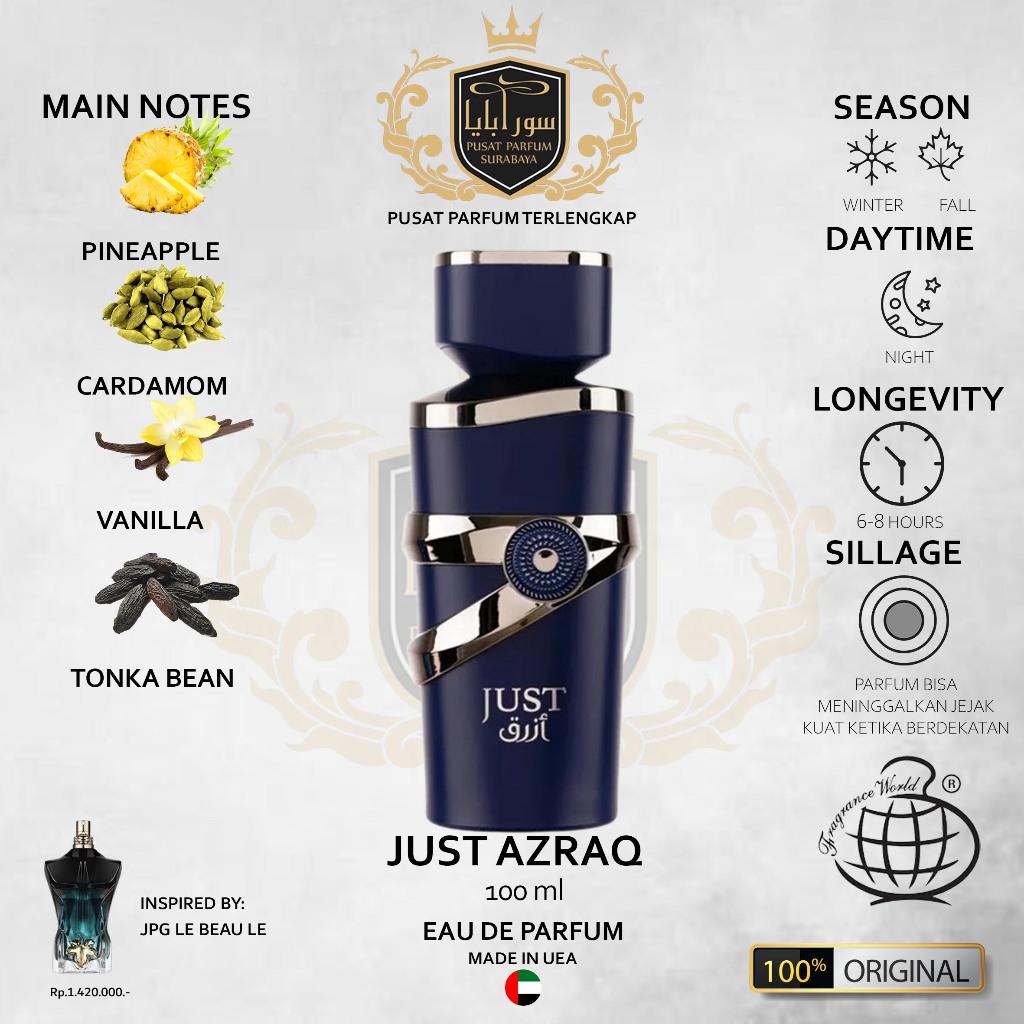 Jual Just Azraq Fragrance World Premium Parfum Pria/Wanita/Unisex ...