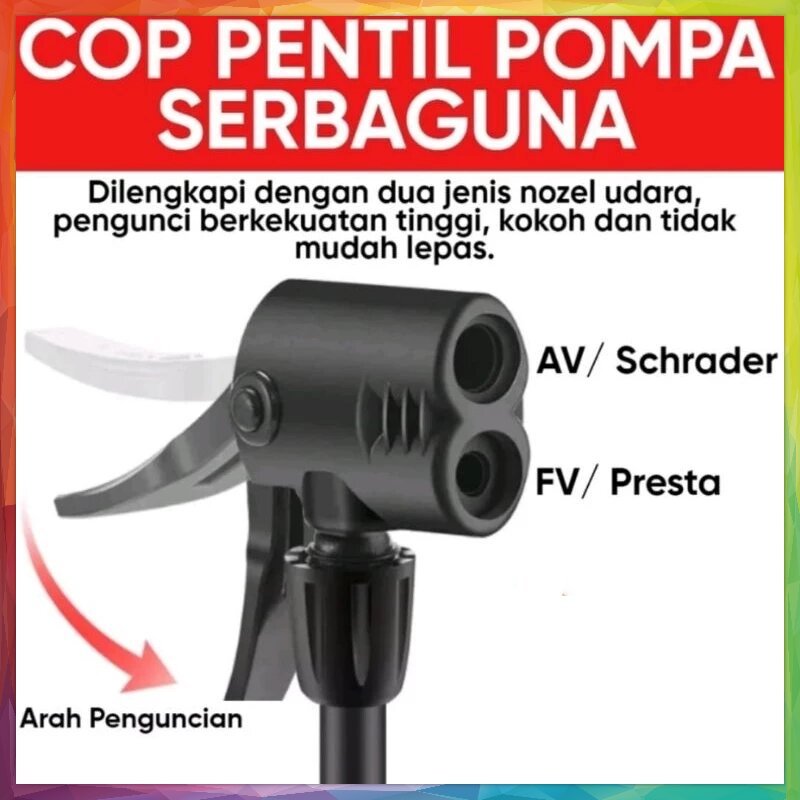 Jual Kepala Cop Pompa Sepeda Dan Motor Dual Valve Presta PVC | Shopee ...