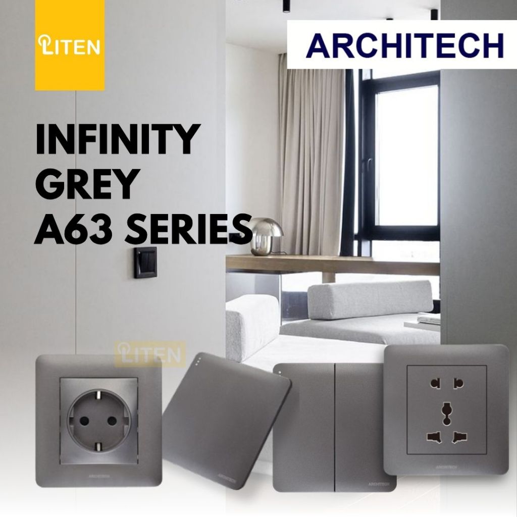 Jual NEW SERIES Saklar / Sakelar Lampu Architech Infinity Grey Abu Abu A63 Stopkontak Stop ...