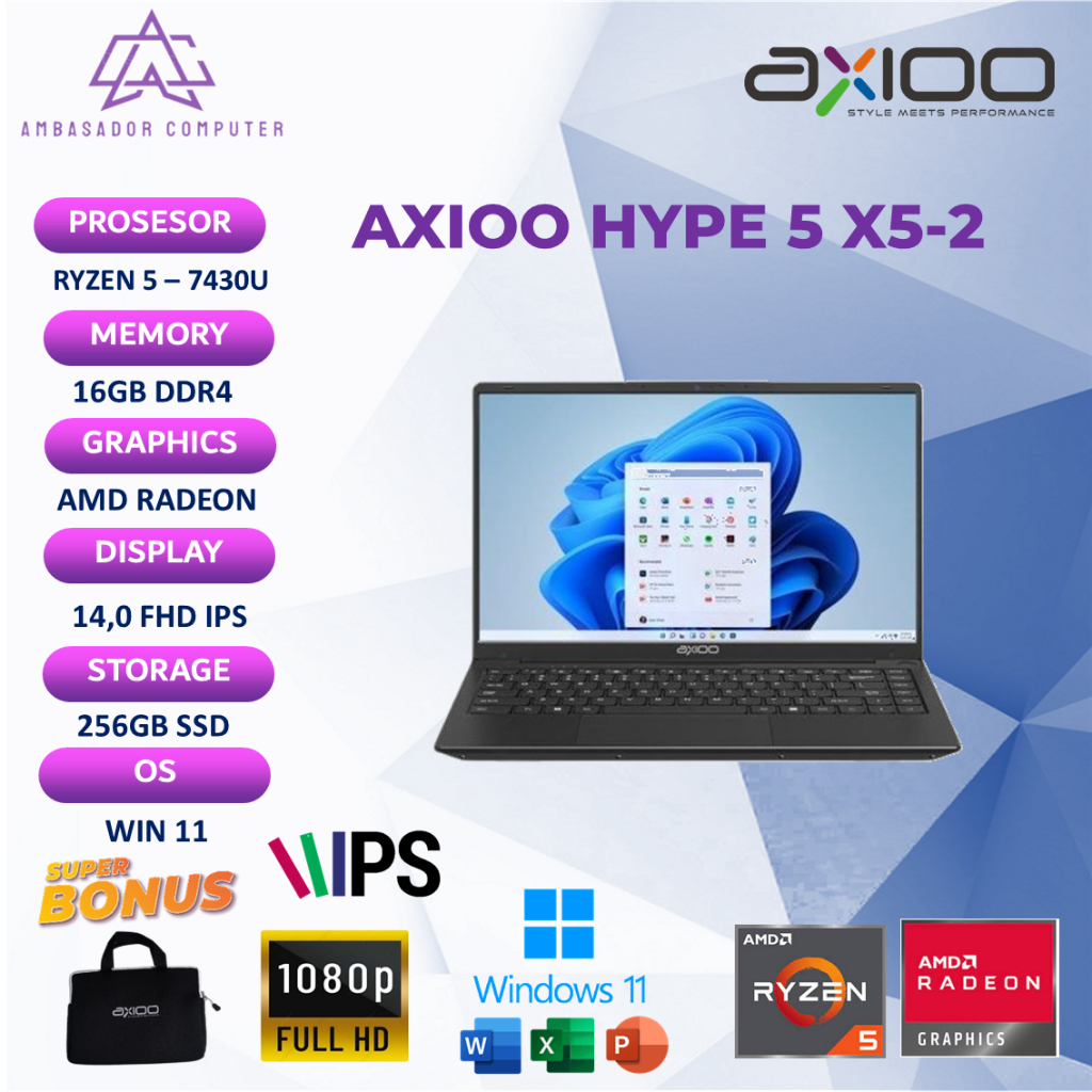 Jual Axioo Hype 5 AMD X5-2 Ryzen 5 7430U 16GB 1TB Windows11 Full HD IPS | Shopee Indonesia