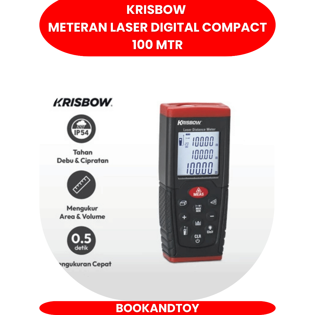 Jual Krisbow Meteran Laser Digital Compact 100 Mtr Laser Distance Meter ...