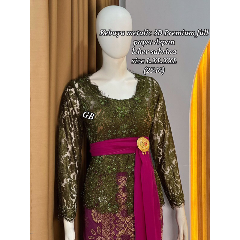 Jual kebaya semifrance metalik payet brokat panjang/kebaya bali glossy ...