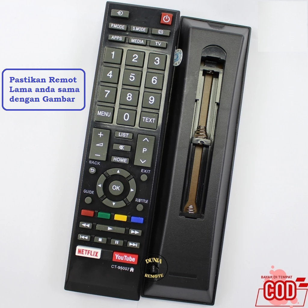 Jual Remot Remote SMART TV TOSHIBA REGZA ANDROID TV LCD LED CT-95007 tanpa setting | Shopee ...