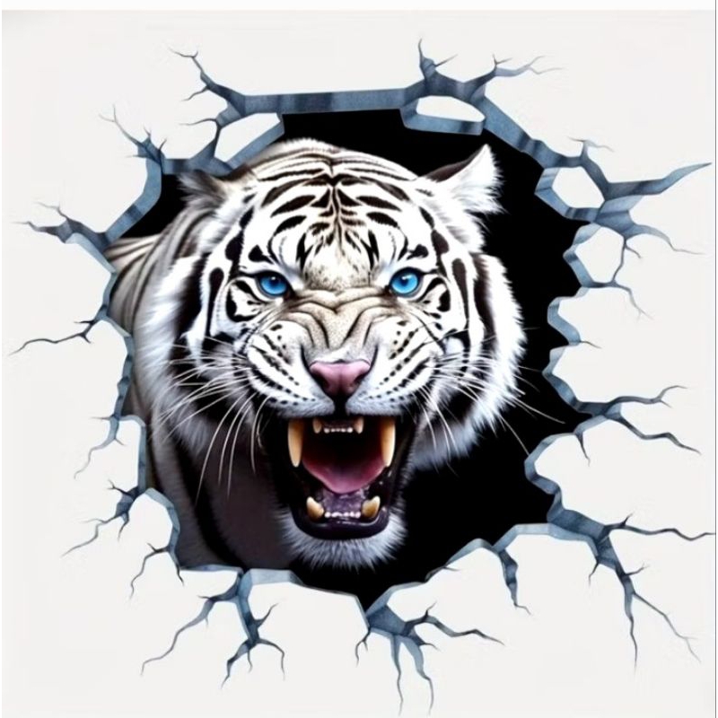 Jual stiker macan keren, model stiker print, sudah di cuting, ukuran 15 ...