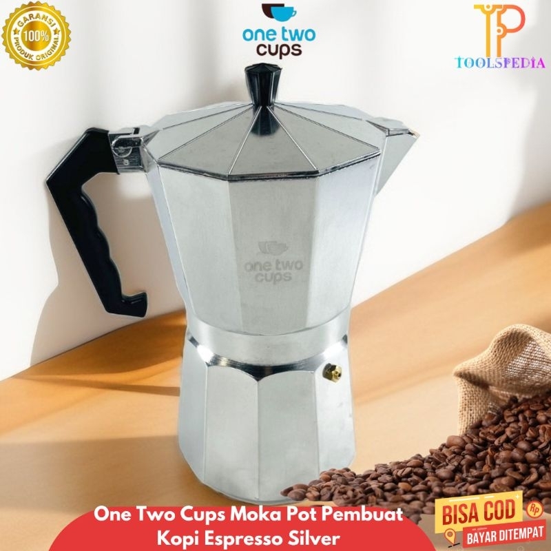 Jual ONE TWO CUPS Moka Pot Teko Pembuat Kopi Espresso | Shopee Indonesia