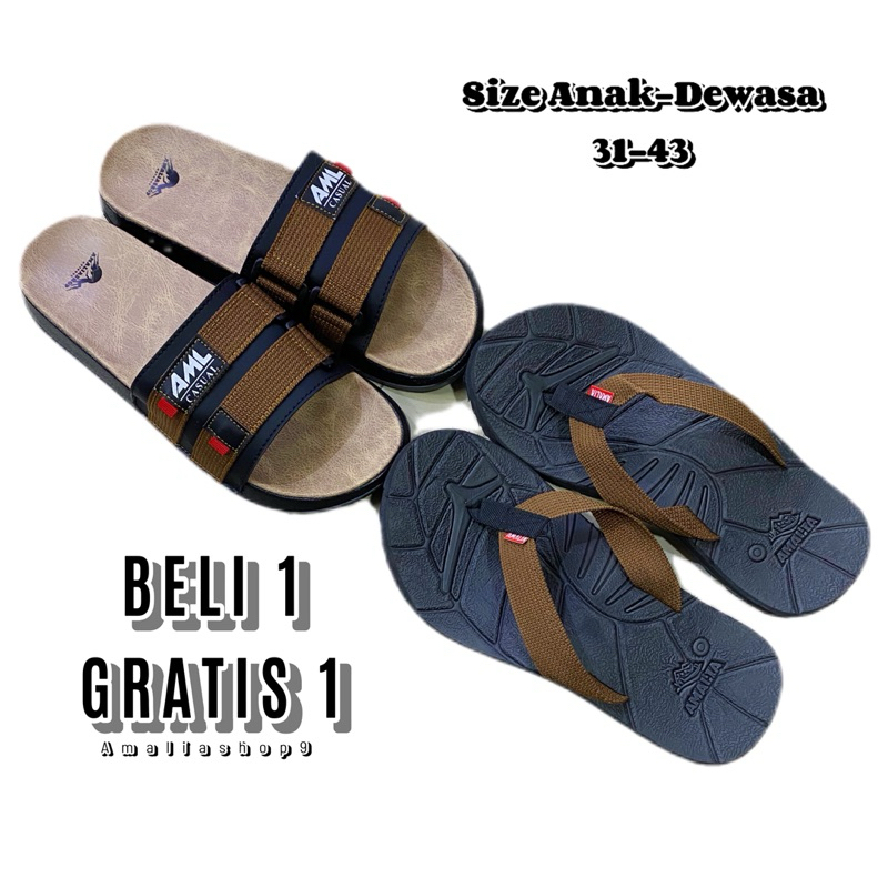 Jual Paket Hemat Beli 1 Gratis 1 Sandal Slop Pylon dan Sandal Jepit Gunung Anak dan Dewasa Pria ...