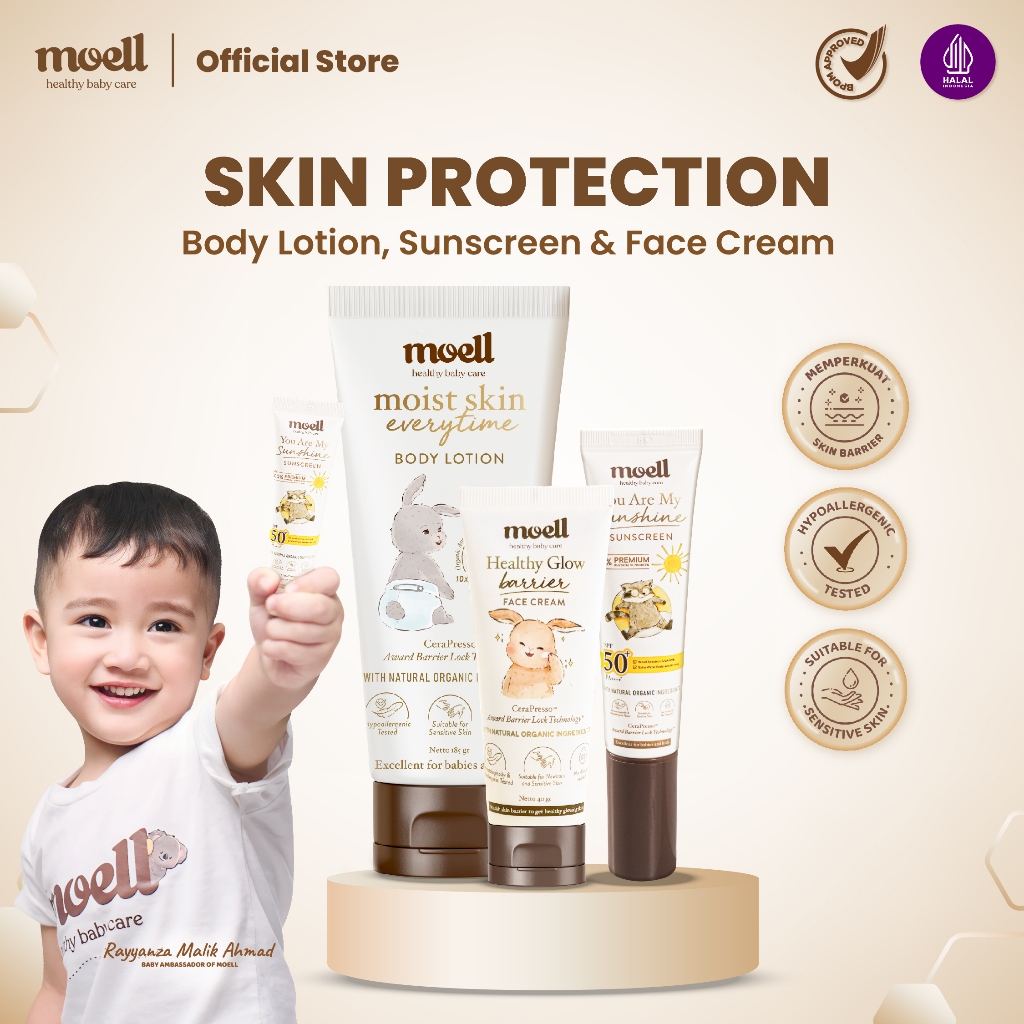 Jual Moell Skin Protection - Face Cream 40gr & Physical Sunscreen 30gr ...