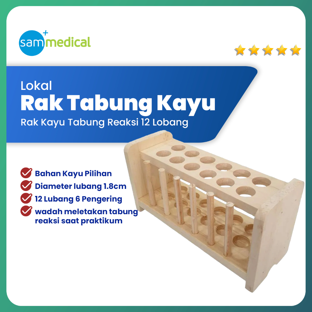 Jual Rak Tabung Reaksi Kayu / Rak Kayu 12 Lubang / Rak Tabung ...