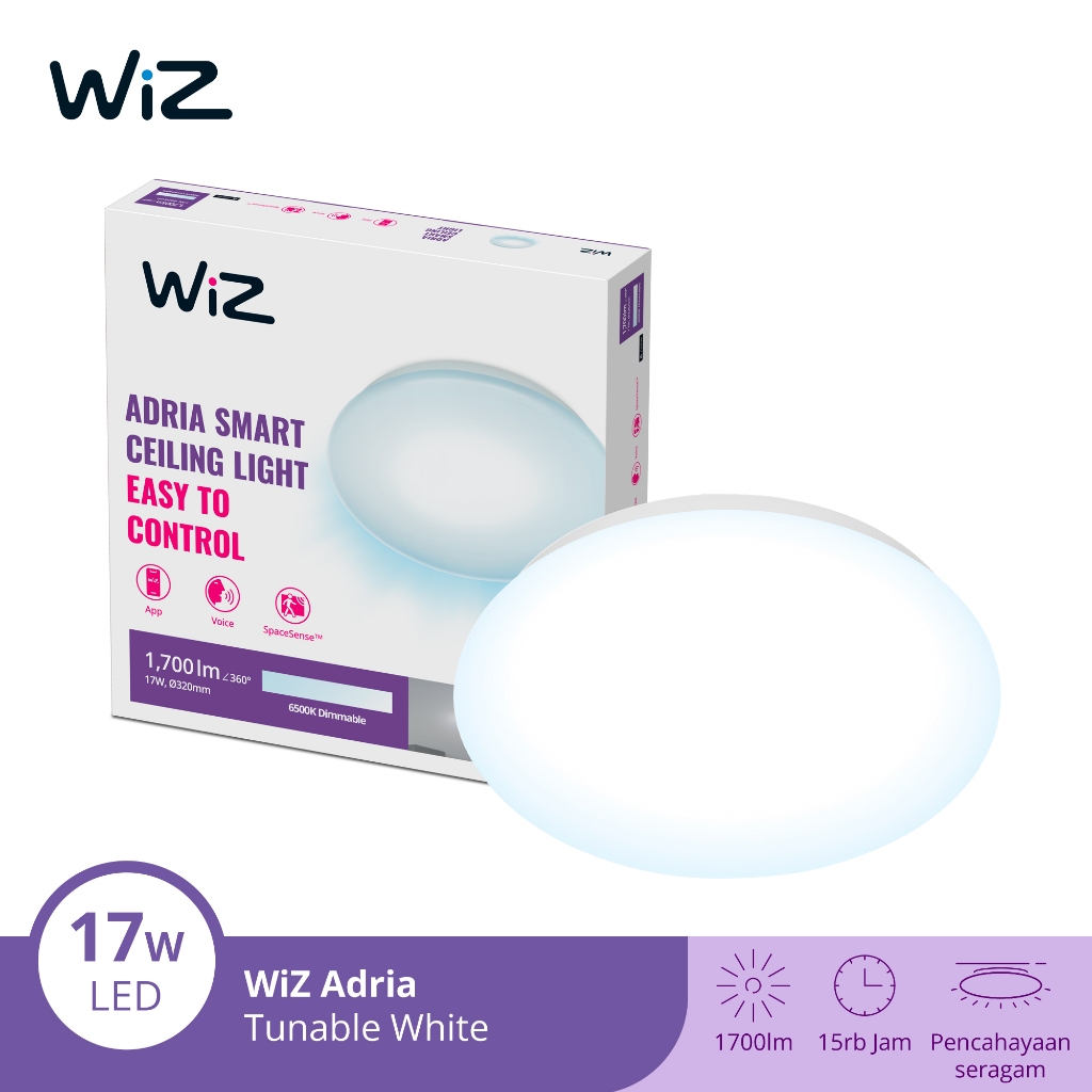 Jual WiZ Lampu Smart WiFi Ceiling Adria 17W - Tunable White (Putih) | Shopee Indonesia