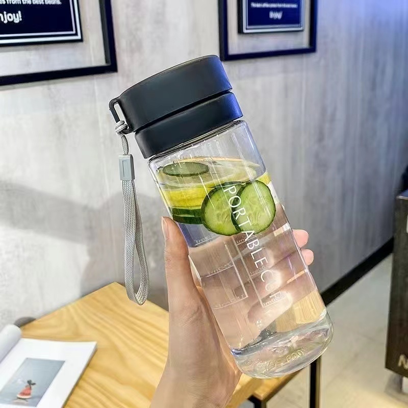 Jual BOTOL MINUMAN PORTABLE CUP BOTOL PLASTISCIK 600ML BENING KAPASITAS ...