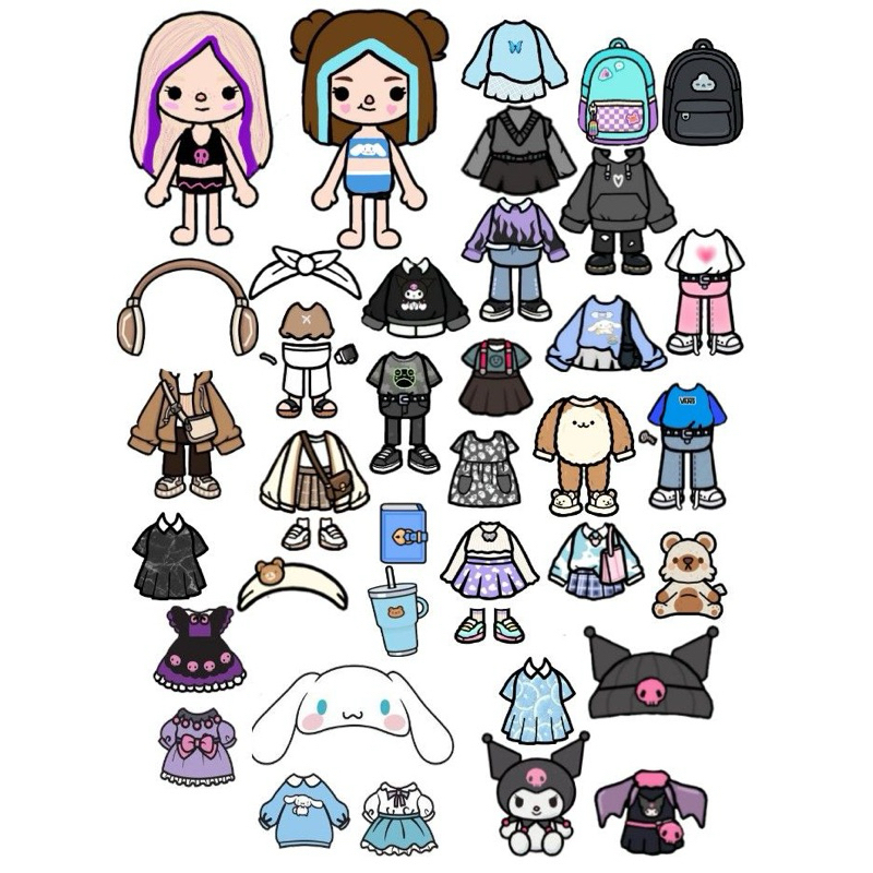 Jual Karakter Dan Baju Perlengkapan Mainan Paper Doll Toca Boca (tema 4 ...