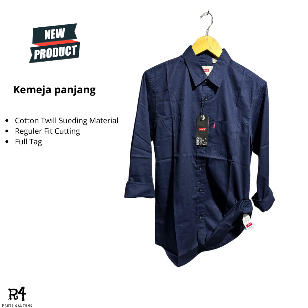 Jual Rifour Kemeja Pria Lengan Panjang LAPIS Polos Cotton twill Casual ...