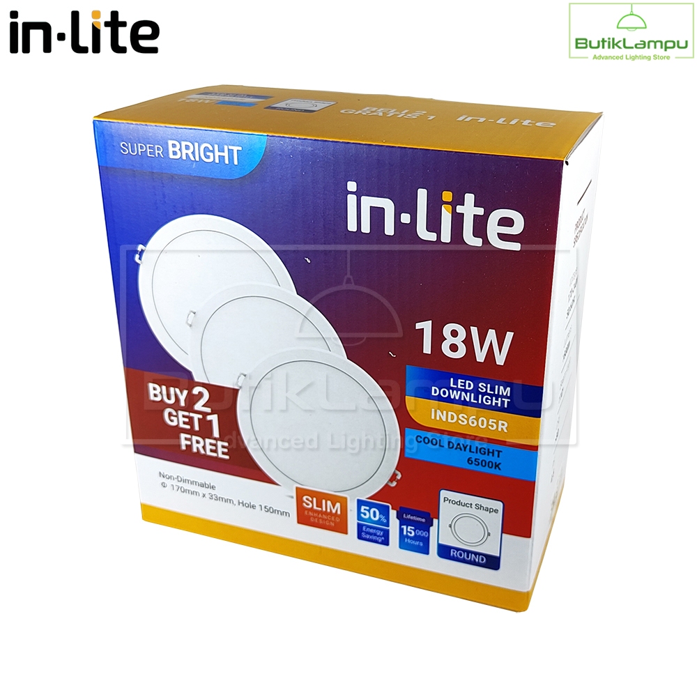 Jual Lampu Downlight LED INLITE Multipack INDS605R 18W Beli 2 Gratis 1 ...