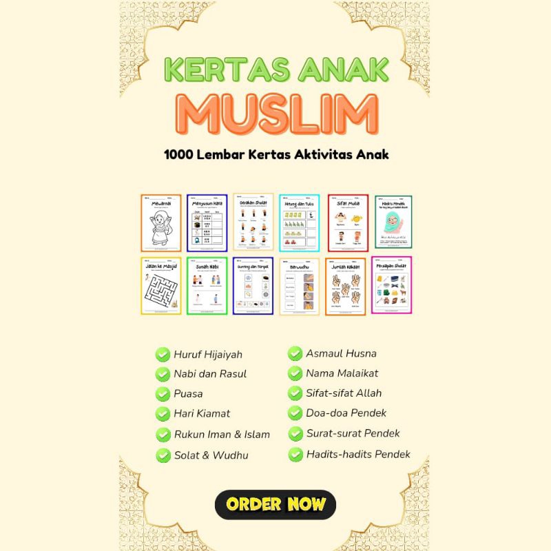 Jual Printable Worksheet Anak Muslim 1000 Lembar Belajar Agama Islam ...