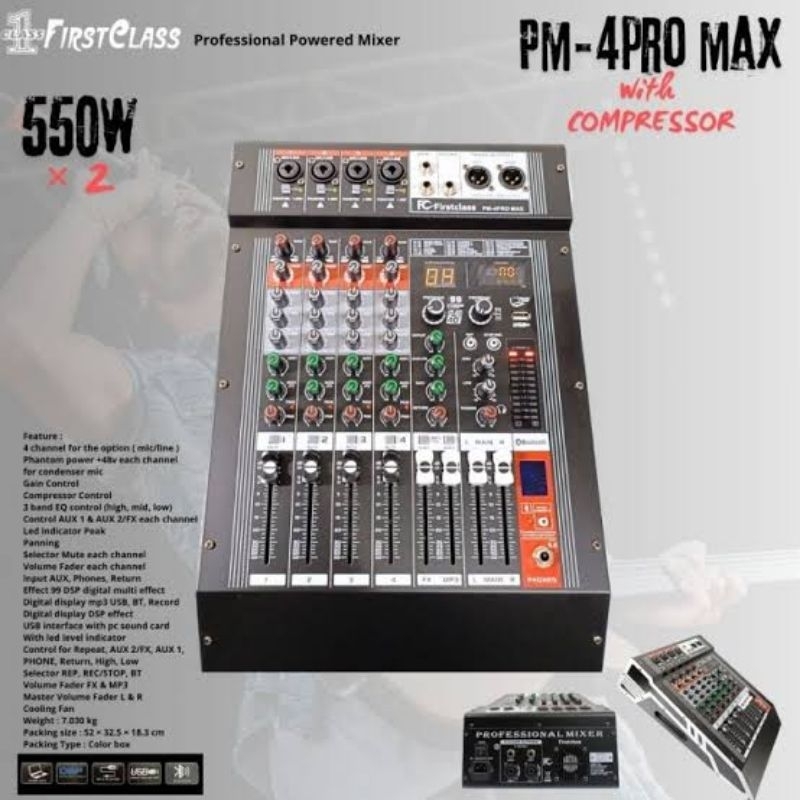 Jual POWER MIXER FIRSTCLASS PM-4PRO MAX POWER MIXER 4 CHANNEL 2 x 550 WATT ORIGINAL | Shopee ...