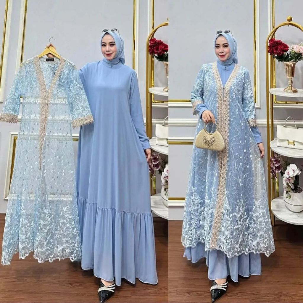 Jual Baju Gamis Brokat Lestari Maxy Dress Terbaru Lebaran 2025 Gamis Brokat Pesta Kondangan ...