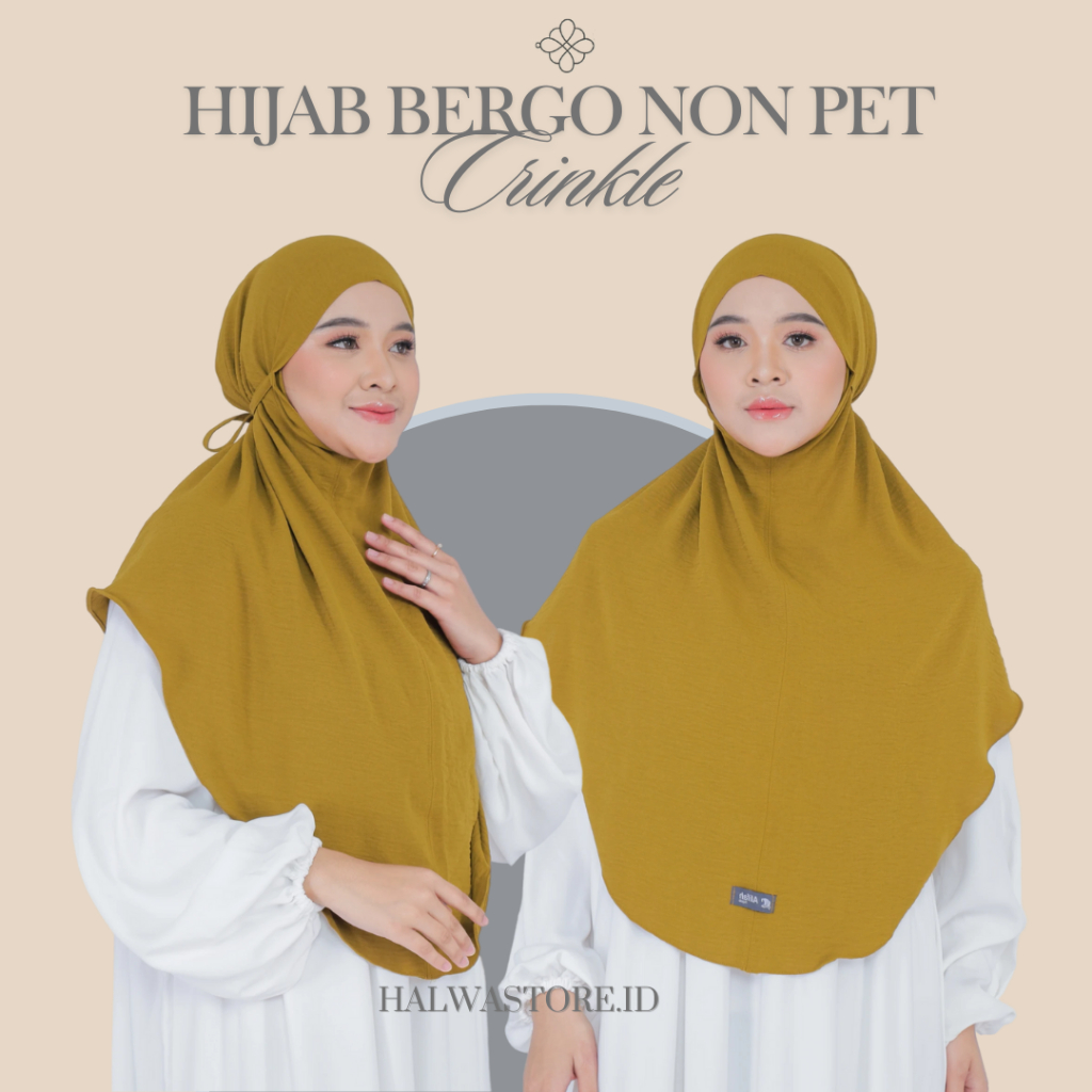 Jual Hijab Instan Bergo Crinkle Airflow Non Ped Size L/Bergo Crinkle non ped | Shopee Indonesia