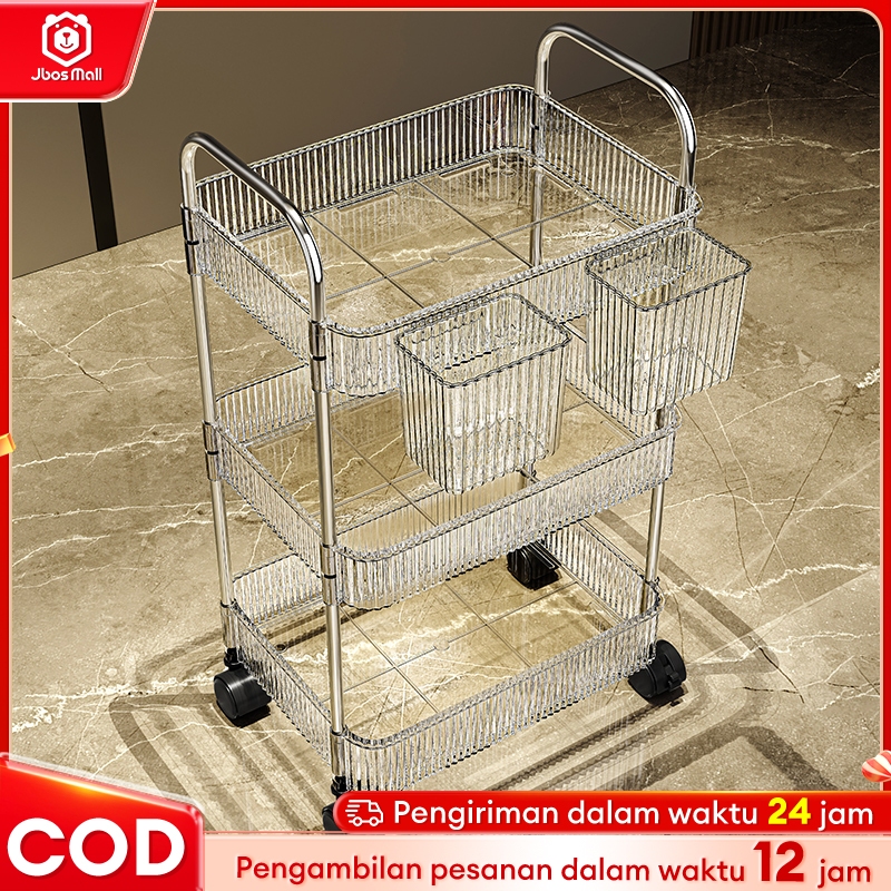Jual Rak Serbaguna Kamar Mandi Dapur Transparan Rak Salon Trolley Rak ...