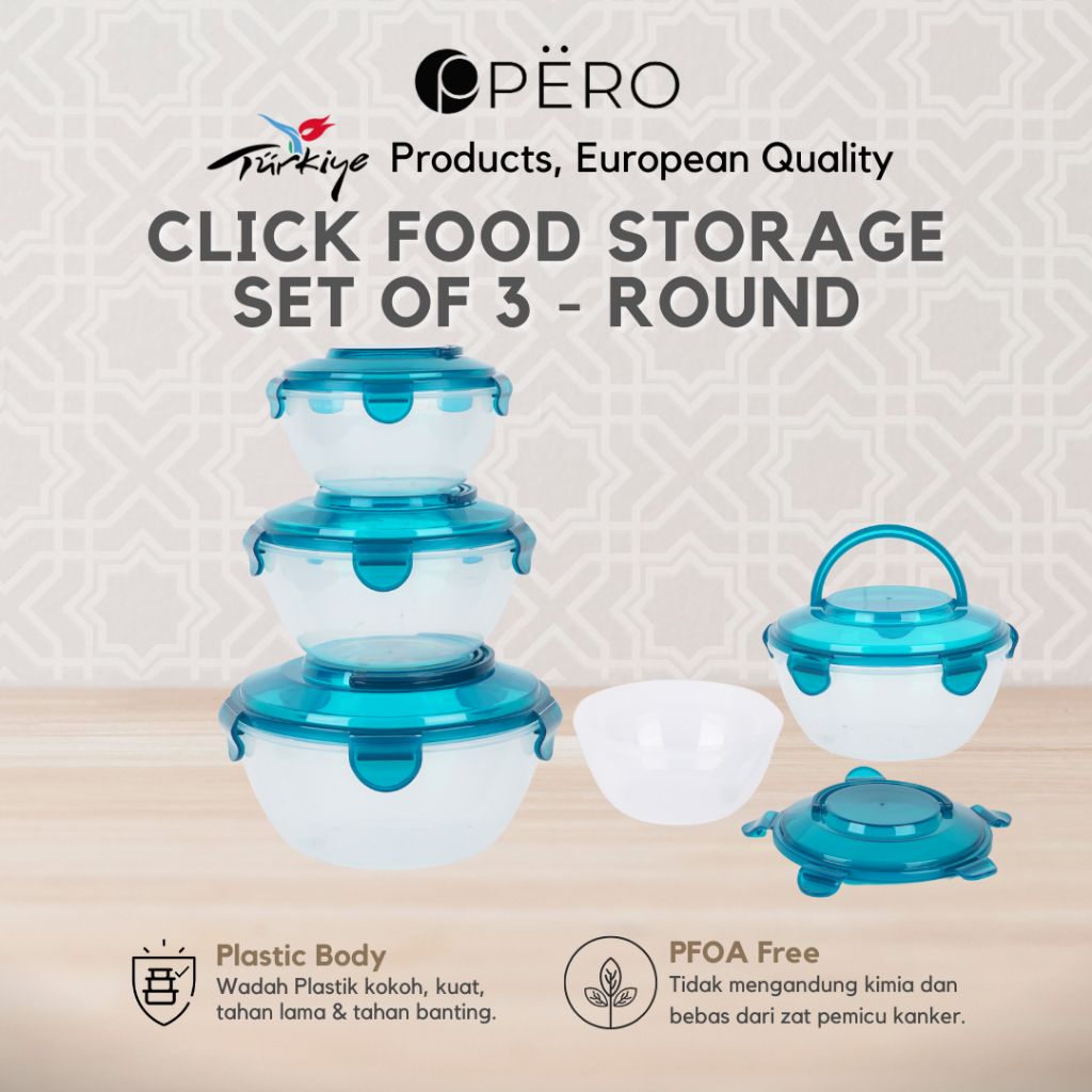 Jual Pero Click Food Storage Set of 3 With Top Handle / Tempat Makan ...