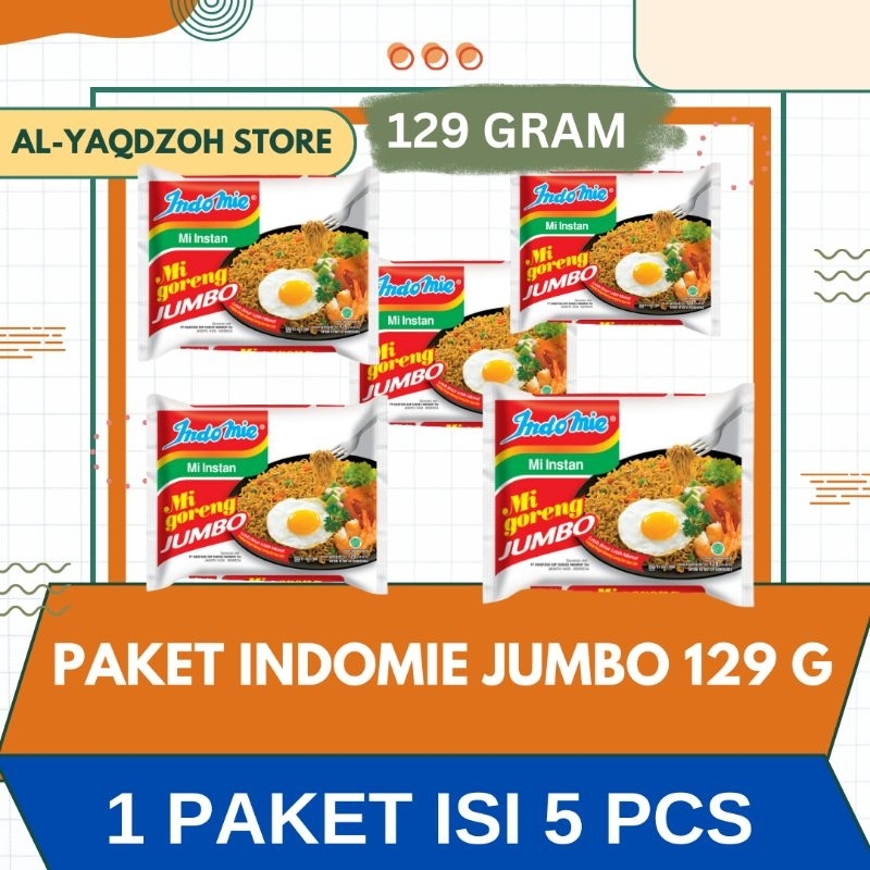 Jual PAKET Indomie | Mi Instan Goreng Jumbo 129G | 1 PAKET isi 5 PCS | Shopee Indonesia