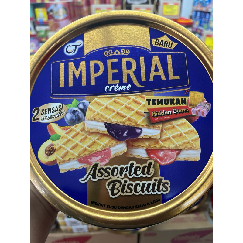 Jual Imperial Creme Assorted Biskuit Susu Dengan Selai & Krim kaleng ...