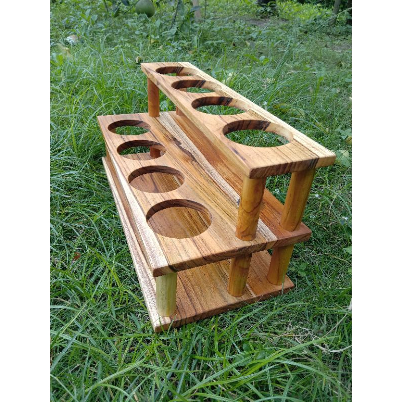 Jual Rak Botol Susun Tingkat Kayu Jati 8 Lobang Tempat Penyimpanan ...