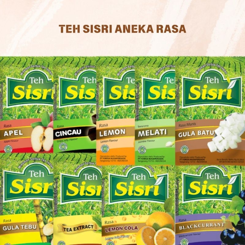 Jual Teh Sisri Rasa Apel Cincau Lemon Melati Gula Batu Blackcurrant ...