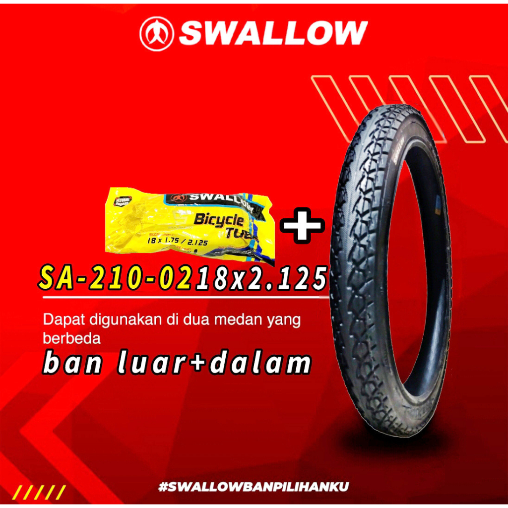 Jual ban sepeda 18 x 2.125 SWALLOW luar dalam untuk sepeda 18 inch | Shopee Indonesia